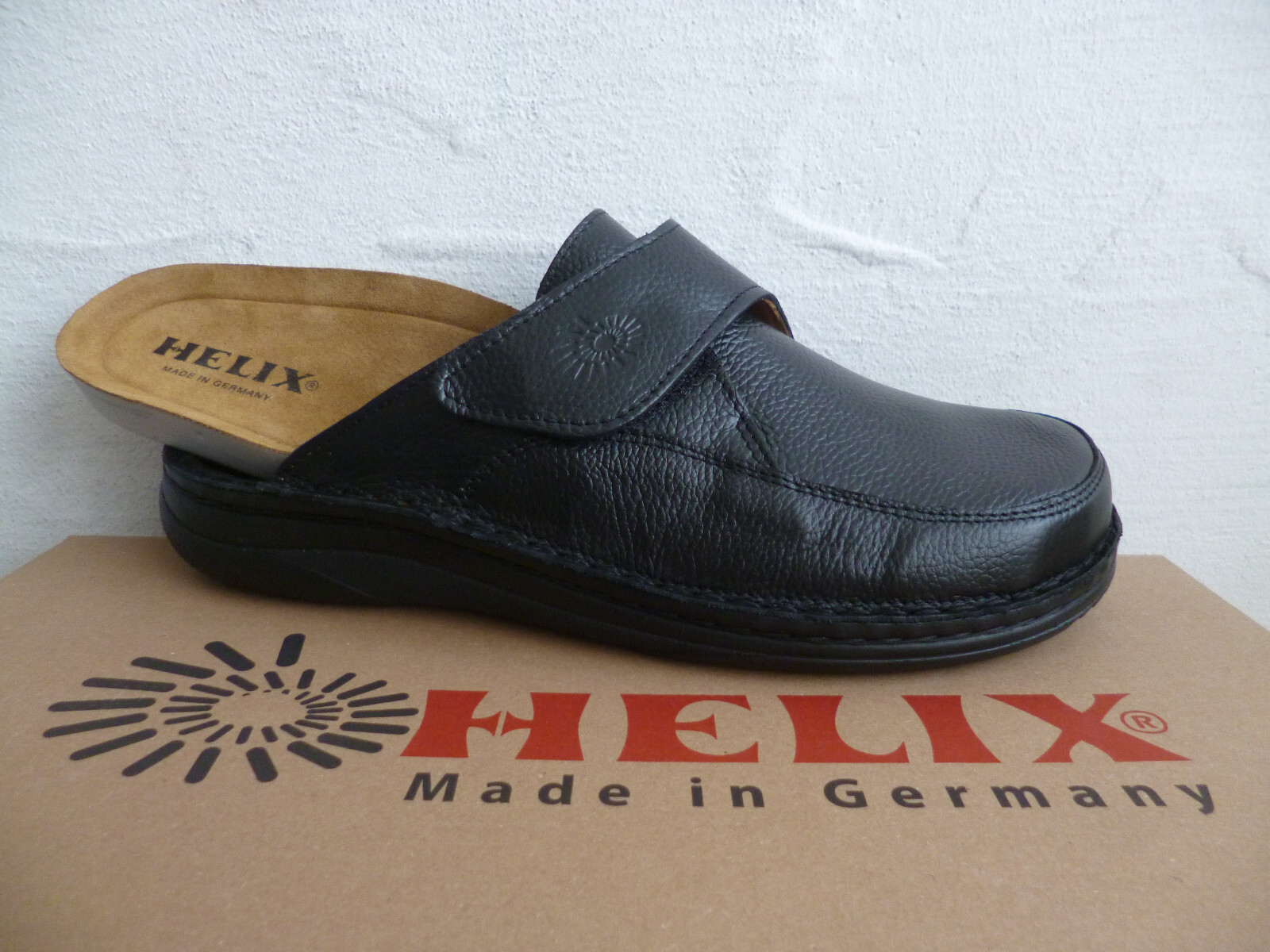 Helix Clogs Pantoffel Pantoletten Hausschuhe Schuhe Leder schwarz 82550 ...