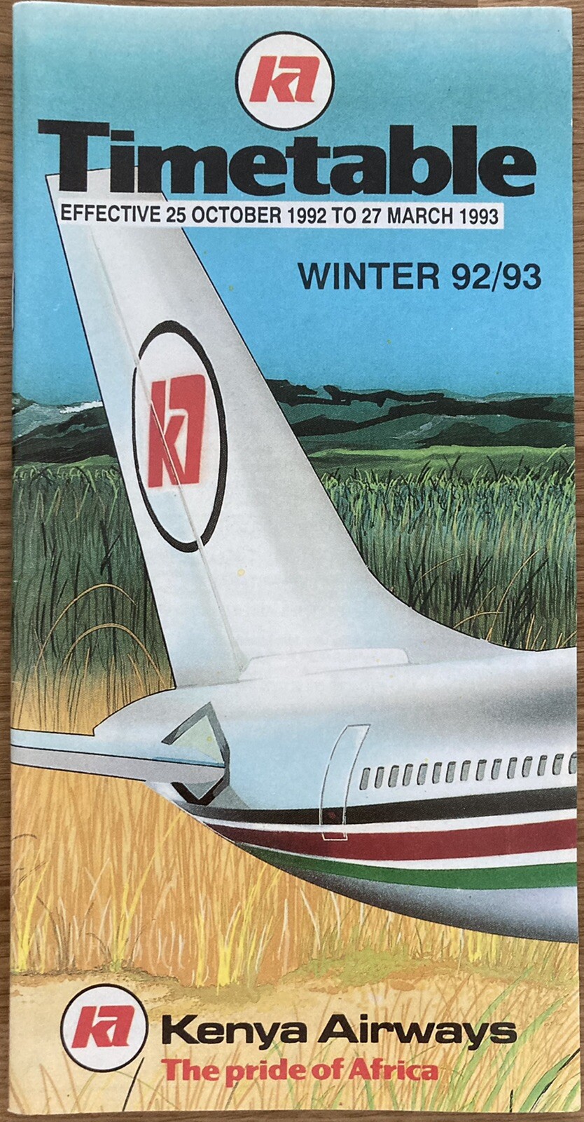 KENYA AIRWAYS TIMETABLE WINTER 1992/93 A310 ROUTE MAP | eBay