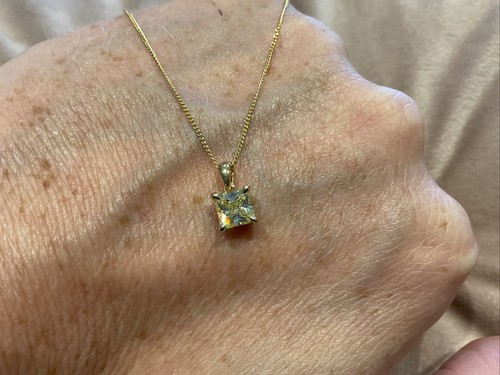 3ct Lab Created Canary Diamond Solitaire Nacklace Pendant 14k Yellow ...