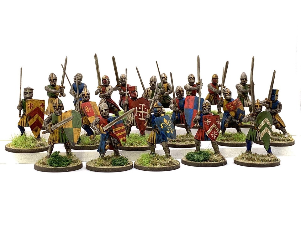 FOOT KNIGHT INFANTRY 20 28mm painted historical wargames MEDIEVAL HYW ...