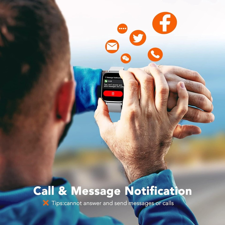 Waterproof Smartwatch Android/iOS Fitness Heart Rate Monitor for ...