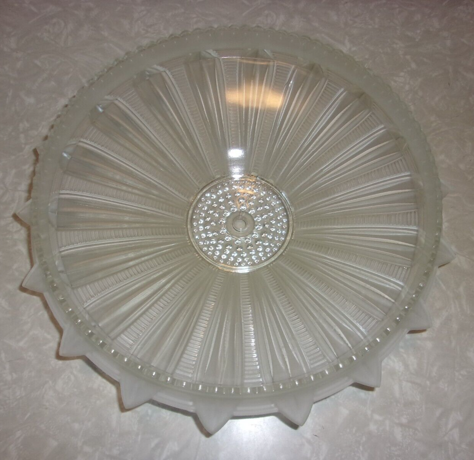 Vtg Glass Ceiling Light Fixture Frosted White Sunflower Design 1930-40s Lovely | eBay