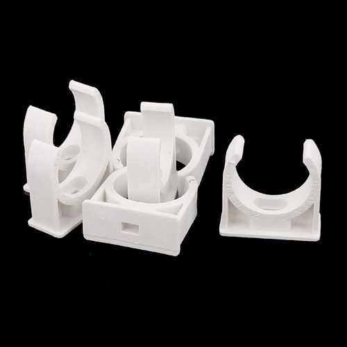 6 Pcs 30mm Diameter PVC Water Tube Pipe Clamps Clips Connectors White ...