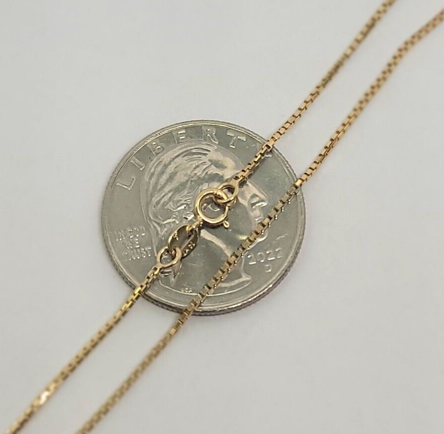 Authentic 14K Solid Yellow Gold Box Chain Necklace 0.55mm-0.9mm All ...