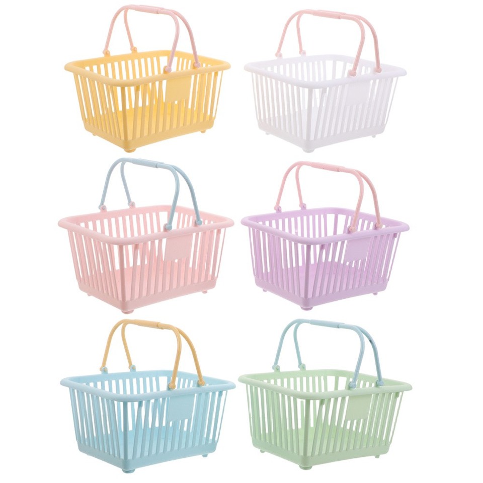 6 Pcs Macaron Color Shopping Basket Pretend Play Toys Dollhouse Grocery ...