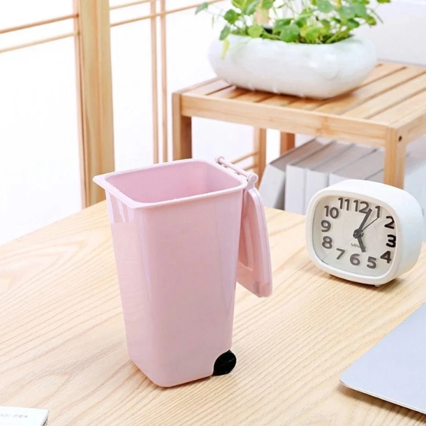 Cover Desk Dustbin Desktop Bin Mini Trash Can Garbage Storage Box Pen ...