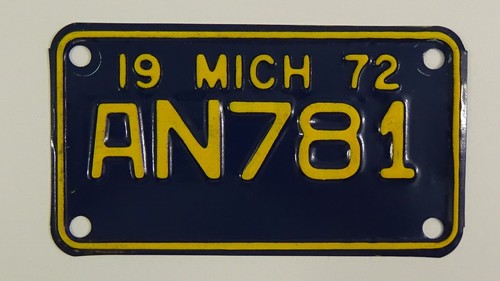 AN781 1972 Michigan Motorcycle Original License Plate #716 | eBay