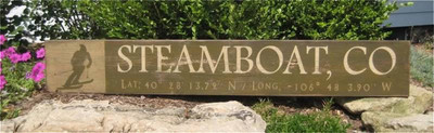 Steamboat, Colorado - Latitude & Longitude Wood - Distressed Wood Sign ...