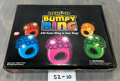 12 Flashing LED Bumpy Jelly Rings, LightUp, Costume, Rave Rings ...