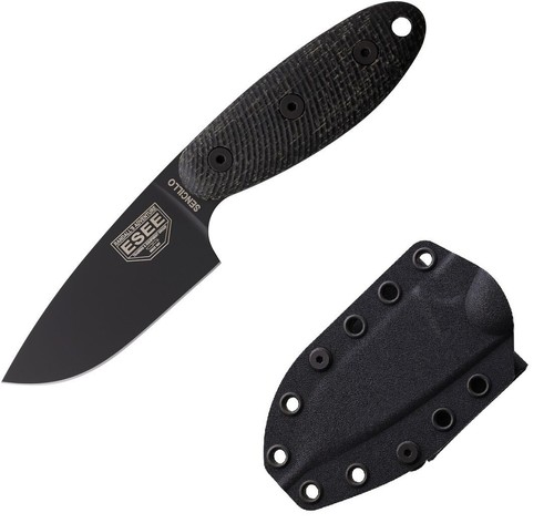 ESEE Sencillo Fixed Knife 3" A2 Tool Steel Blade Black Sculped Micarta ...