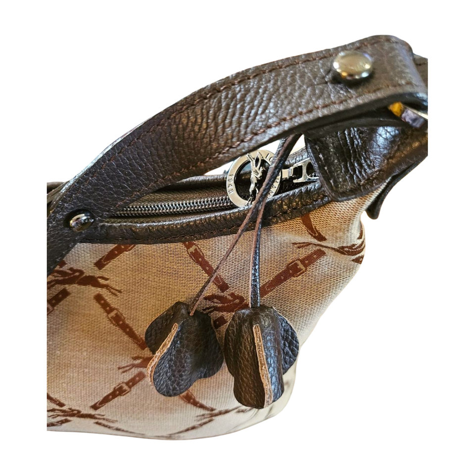 VINTAGE Longchamp SHOULDER BAG "Monogram Horse Logo" CANVAS/LEATHER Y2K ...