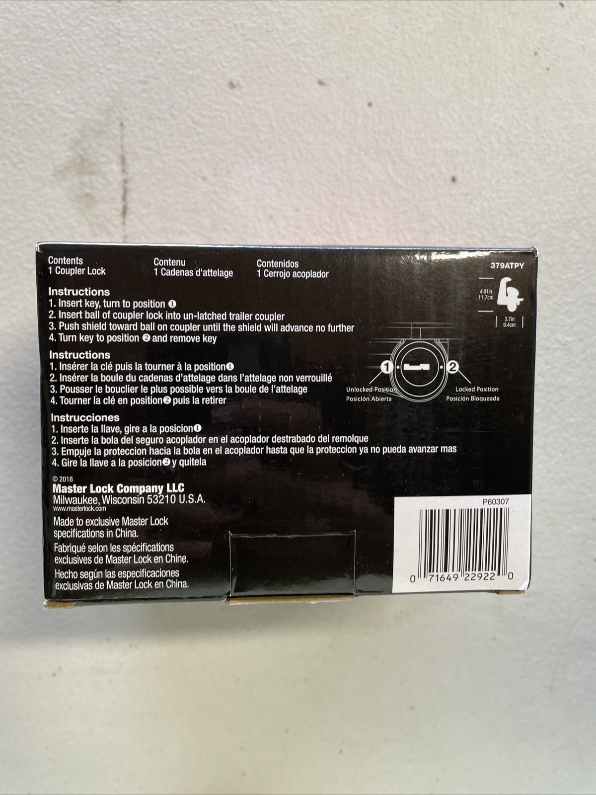 Master Lock 379ATPY Universal Trailer Hitch Coupler Lock for sale ...