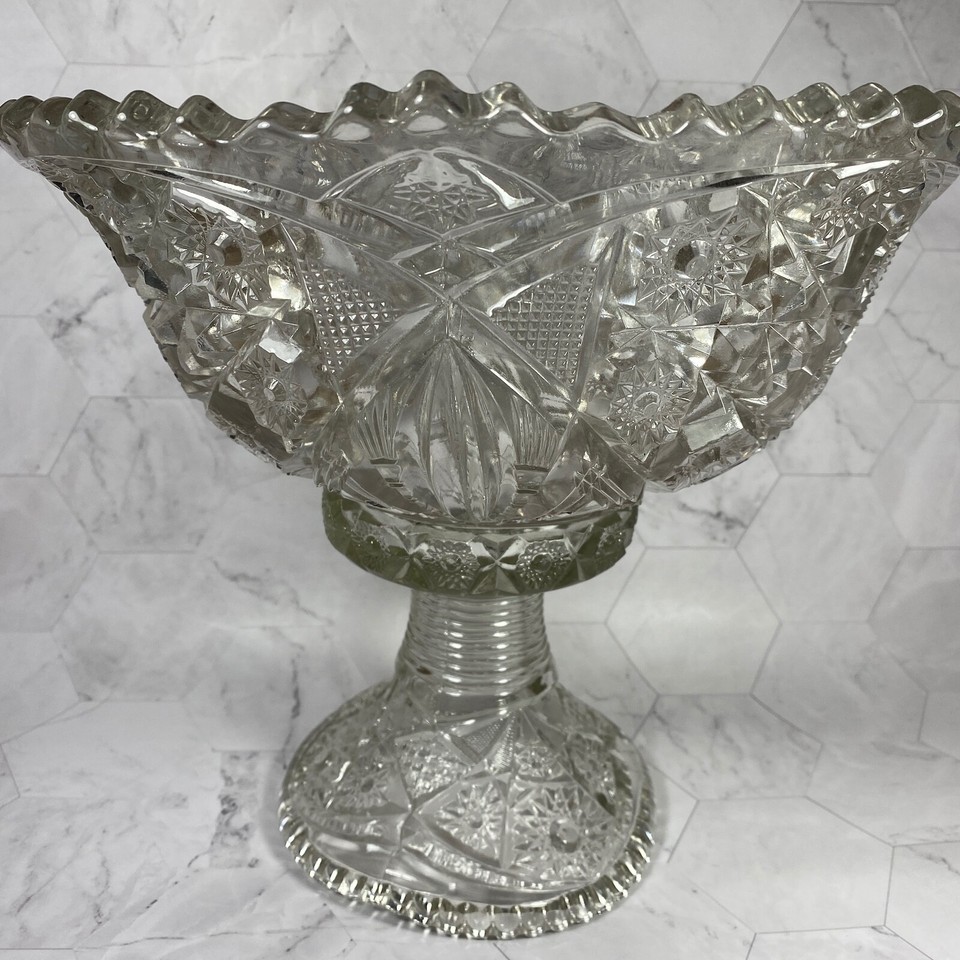 Antique Imperial Glass Hobstar & Arches Pattern Two-Piece Bowl ...