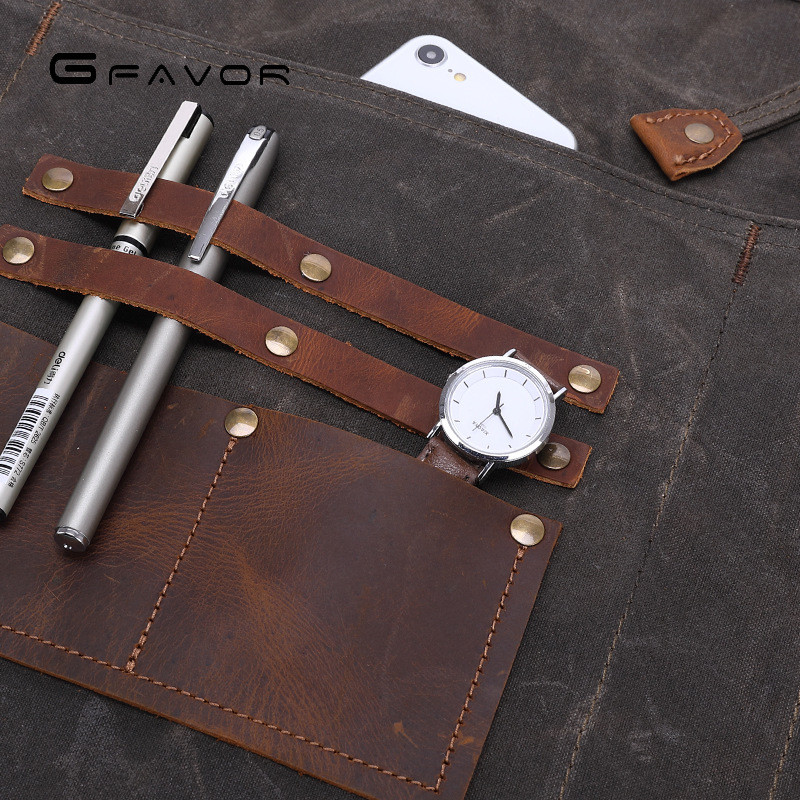 Waxed Canvas Half Apron Utility Waist Tools Pocket Work Shop Carpenter ...