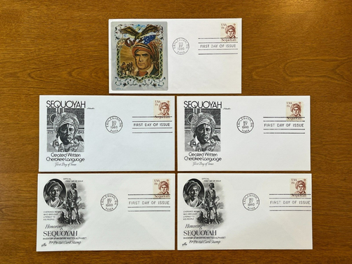 (5) #1859 SEQUOYAH CHEROKEE FDC (ROSS SILVER FOIL 49/500) ARTMASTER ...