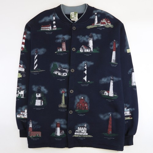 Vintage Art Unlimited Lighthouse Sweatshirt Cardigan Size XL All Over ...