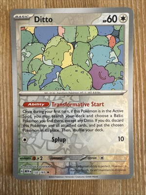 Ditto Reverse Holo 132/165 Scarlet & Violet 151 Pokémon Card NM | eBay