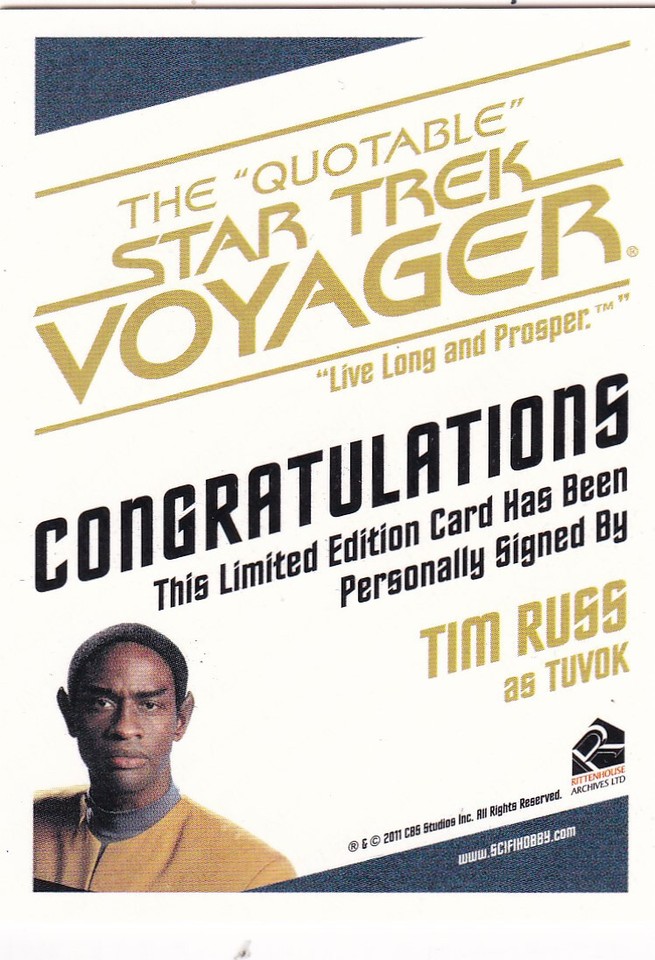 2012 Quotable Star Trek Voyager Autograph Card Tim Russ as Tuvok | eBay