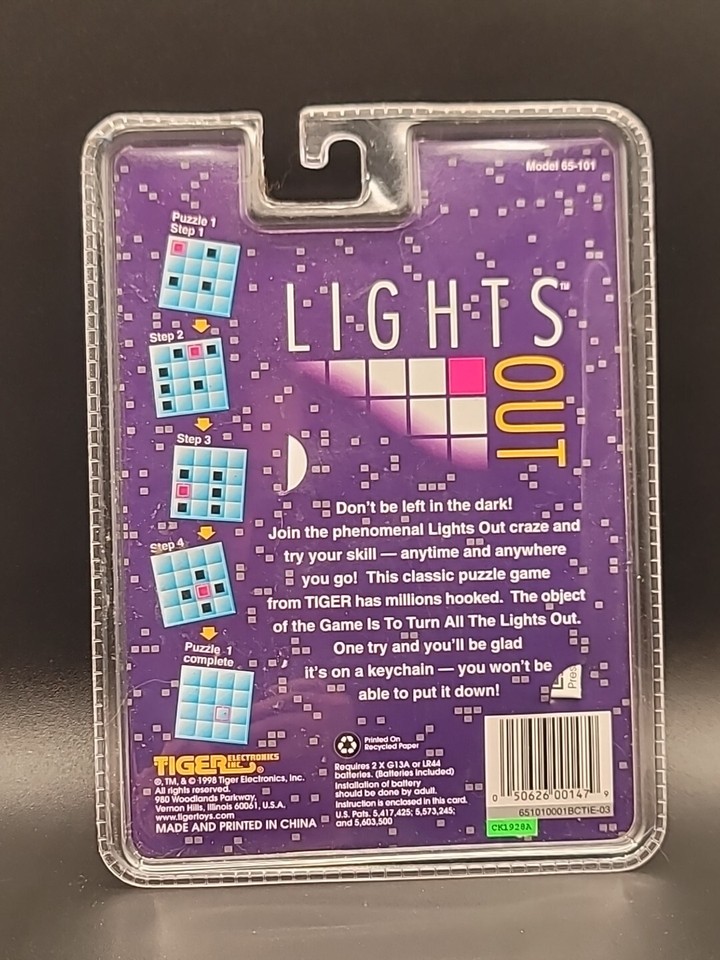 Tiger Lights Out Electronic Keychain Game Clip Puzzle Mind Bender New ...
