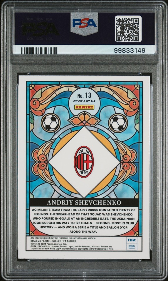 Andriy Shevchenko 2023-24 Panini Select FIFA #13 Stained Glass PSA 10 ...