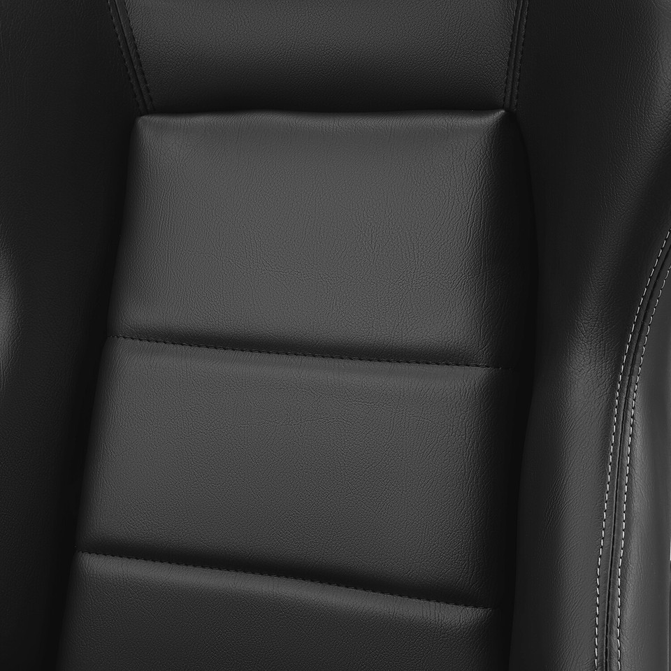 1 Pair Reclinable Racing Seats Classic Plain Black PVC Car Seats W ...