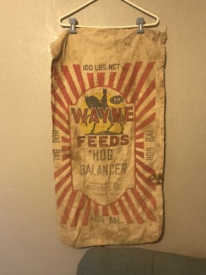 Vtg Wayne Hog Suppliment Cloth Bag Sack Allied Mills Chicago | eBay