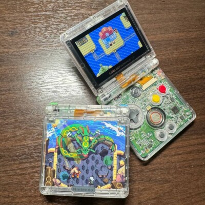 Gameboy Advance SP Crystal Clear • DIY Custom Rayquaza Theme GBA SP ...