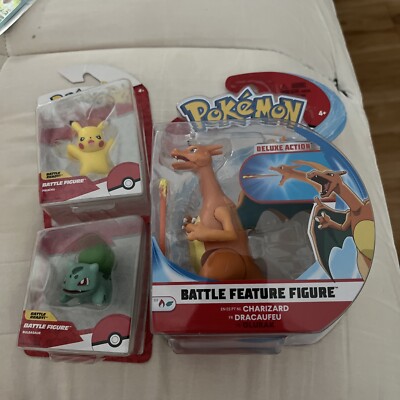 Charizard 4.5” Battle Feature Figure Deluxe & Pika Battle & Bulba ...