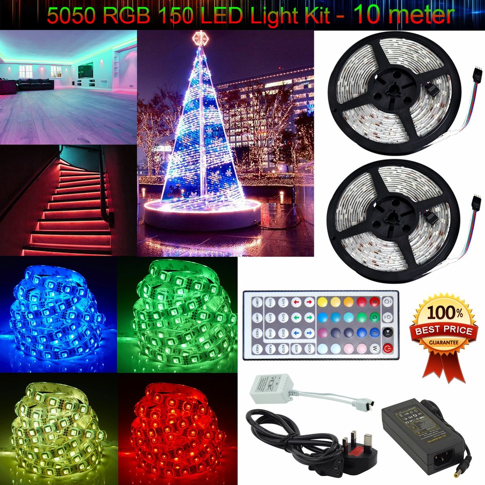 LED STRIP LIGHTS 5050 RGB COLOUR CHANGING TAPE UNDER CABINET KITCHEN TV ...