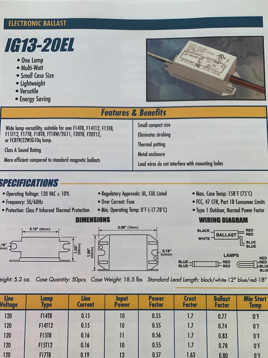 Interglobal Ballast Cross Reference Guide EESB 0250 16L 120 277V