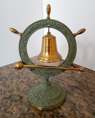 Vtg Brass Nautical Ship Boat Sailor Wheel Bell high gong, bell Greece ...