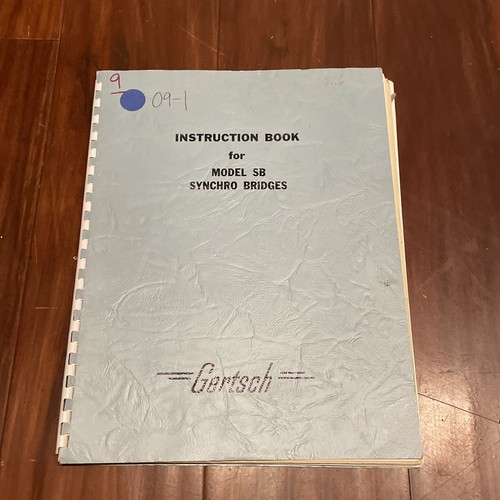 Gertsch Model SB Synchro Bridges Instruction Book 11-63 | eBay