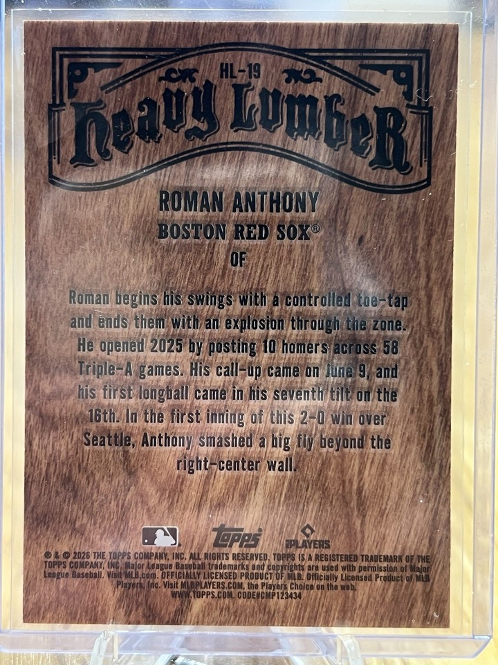 2026 Topps Series 1 Baseball - Roman Anthony Heavy Lumber #HL-19 | eBay