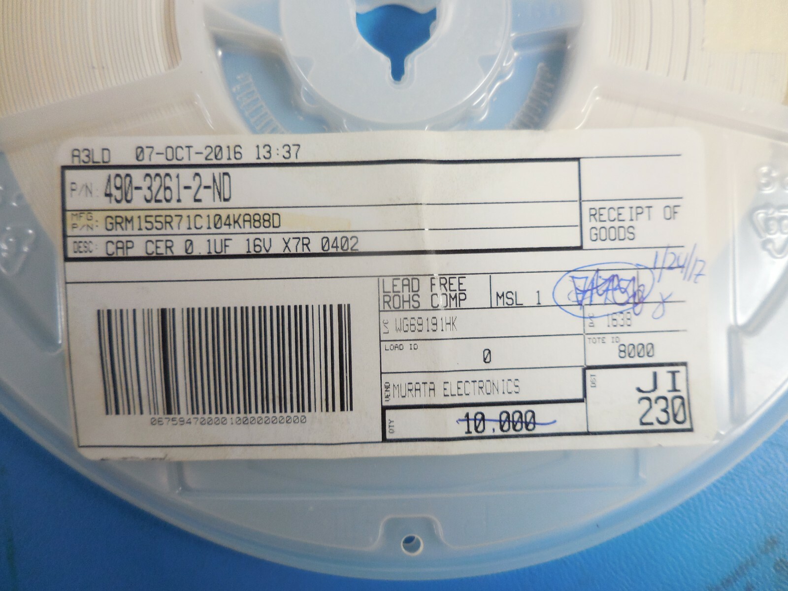 Murata GRM155R71C104KA88D 0.1µF ±10% 16V Ceramic Capacitor X7R (2 ...