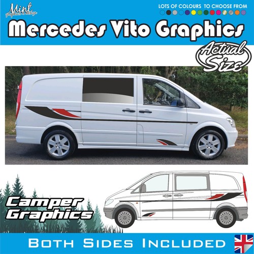 SWB MERCEDES VITO Camper Motorhome Stripes Decals Stickers Van Graphics ...