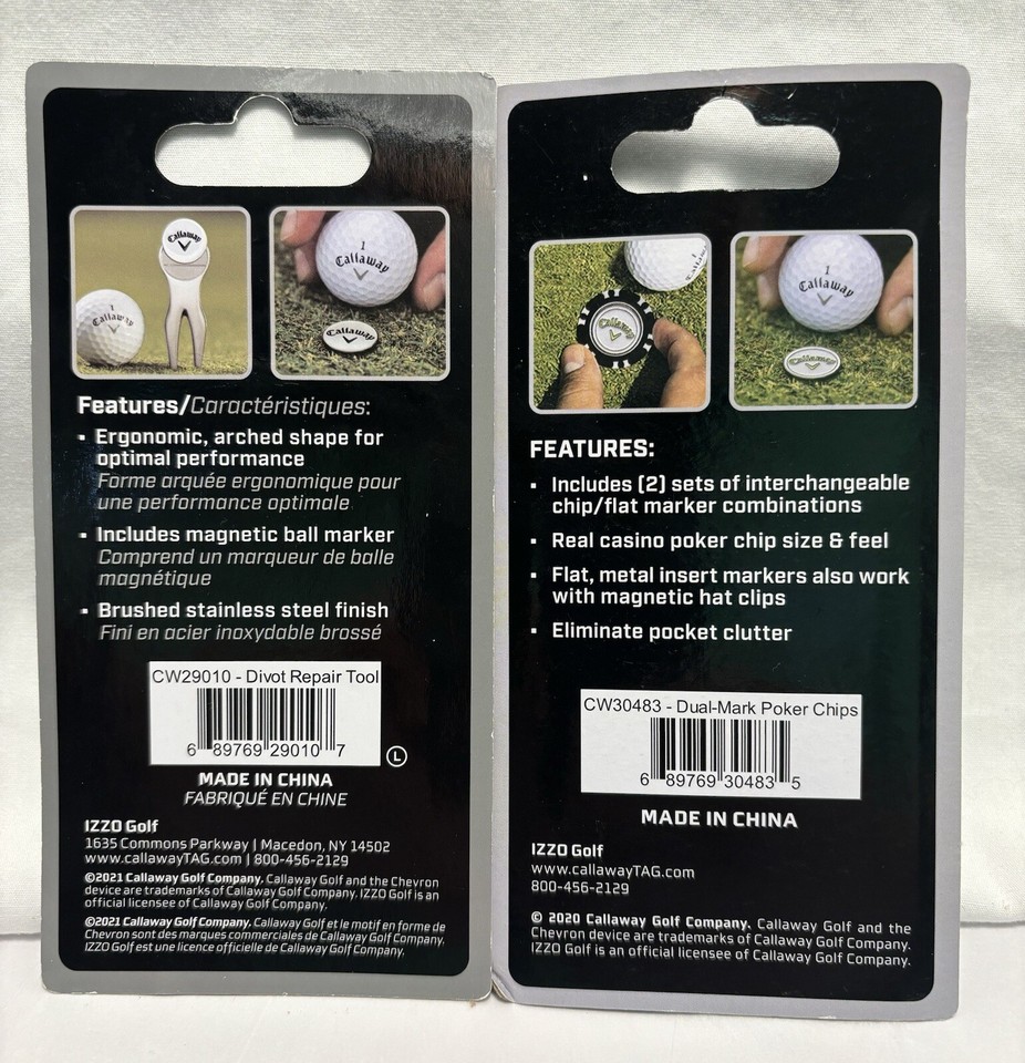 Callaway Divot Repair Tool (With Ballmark) & Dual-Mark Poker Chips Ball ...