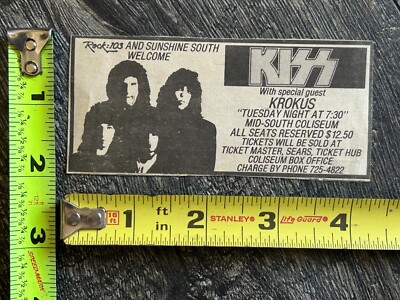 KISS Concert Ad Advert Animalize Tour Memphis TN Jan 22 1985 Vintage ...
