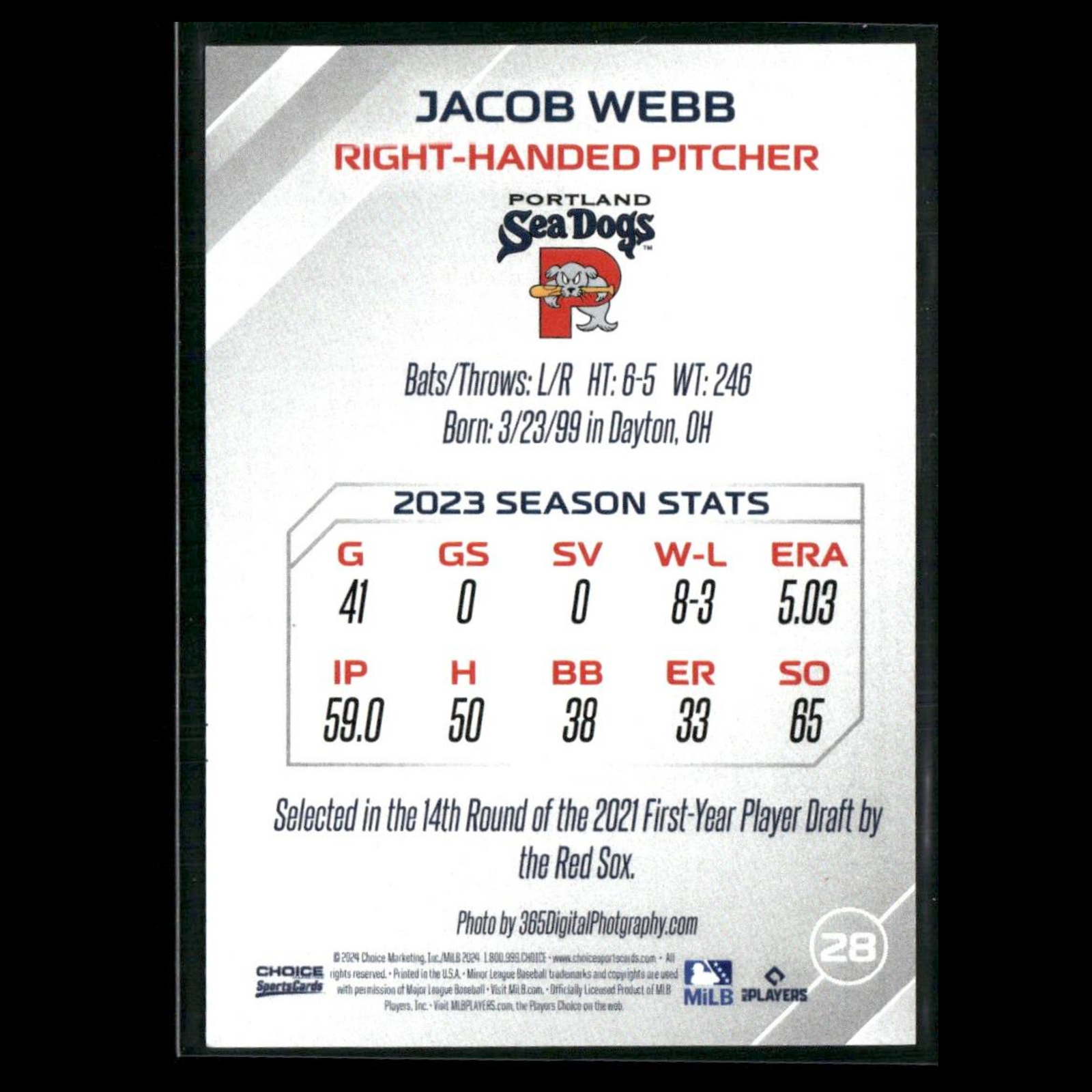 Jacob Webb 2024 Portland Sea Dogs Team Set Baseball Card MLB NM | eBay