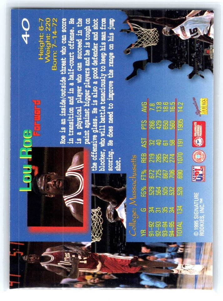 Lou Roe 1995 Signature Rookies Draft Day #40 6751/7750 Auto Signatures ...