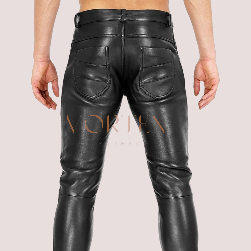Handmade Sheep Leather Men Pant Genuine Black Leather Pant Men Leather Jeans | eBay