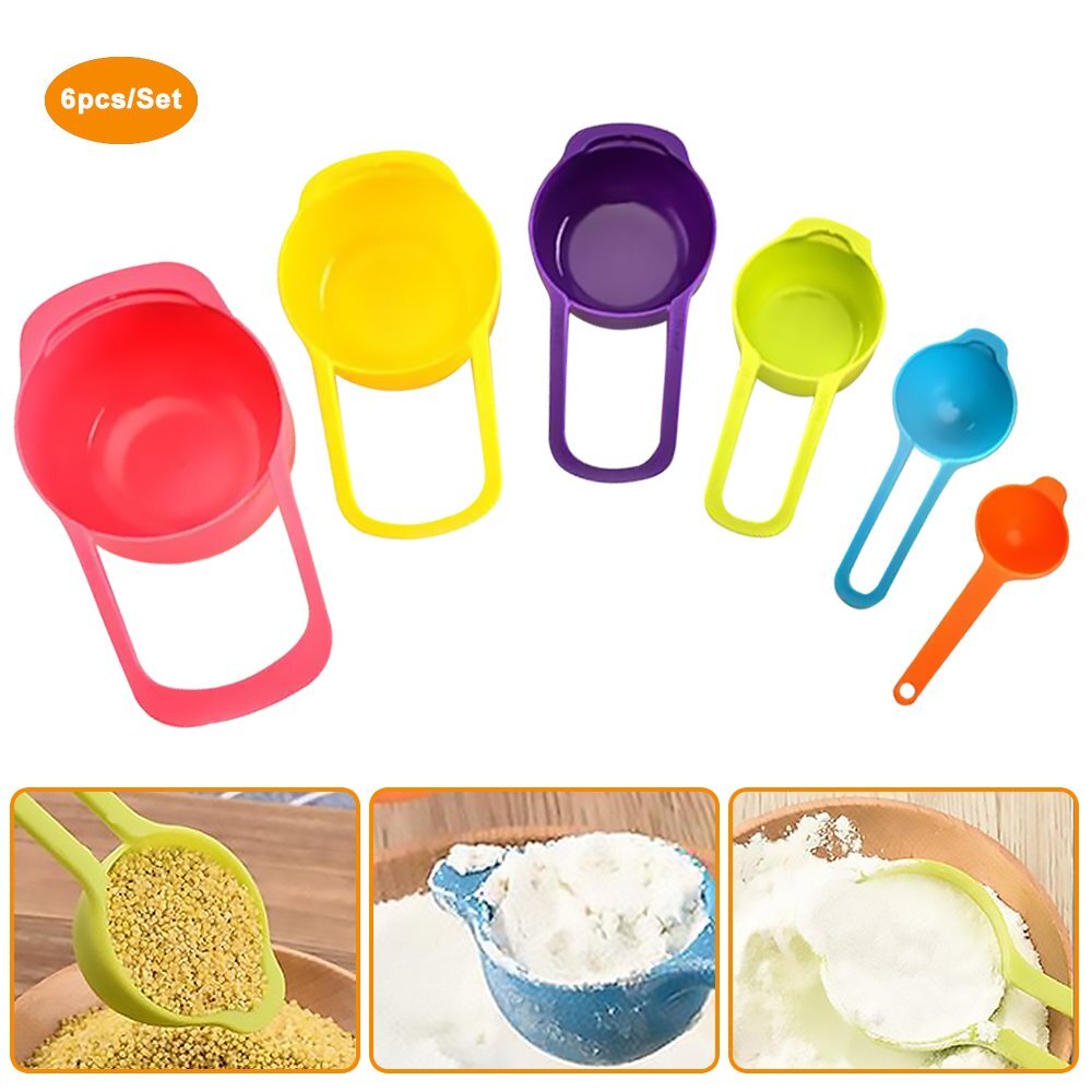 6pcs Nested Measuring Cup Spoons Set Colorful Baking Cooking Kitchen ...