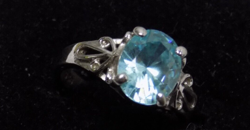 RSC 925 RING WITH BLUE OVAL CZ STONE | eBay