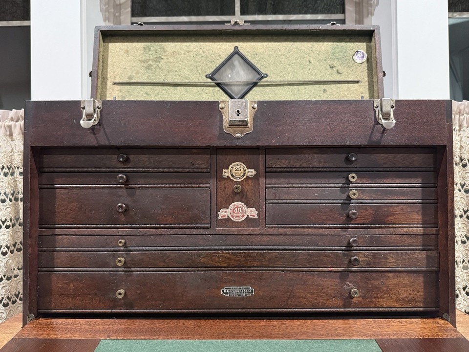 Vtg H. Gerstner & Son Model 052 Mahogany Machinist Tool Chest Box USA ...