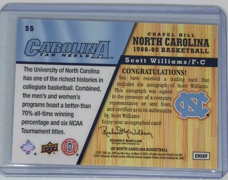 2010-11 Upper Deck North Carolina Tar Heels #55 Scott Williams SP ...