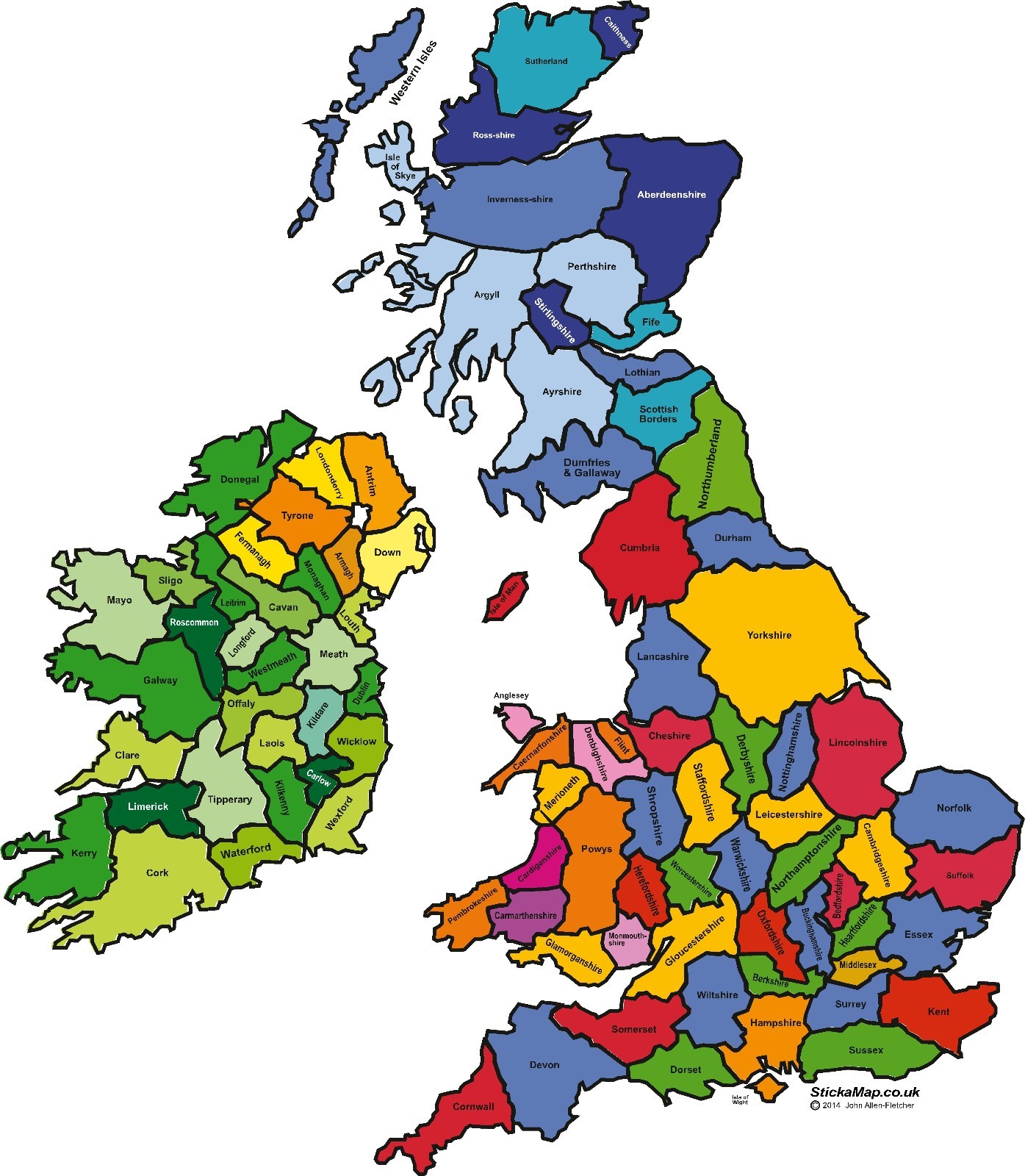 Teaching aid Decal map of UK each county allocated to student free ...
