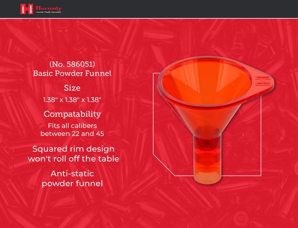 Hornady Basic Powder Funnel, 586051 - Anti-Static Funnel Fits All ...