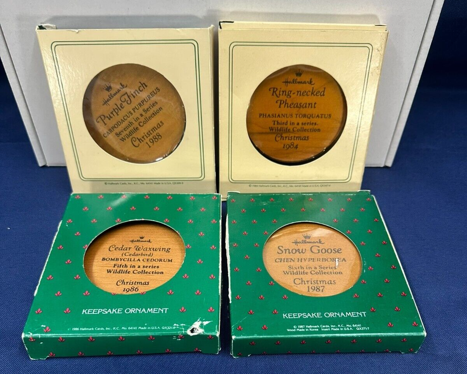 Hallmark Collectors Series Holiday Wildlife Ornaments X4 1984, '86, '87 ...