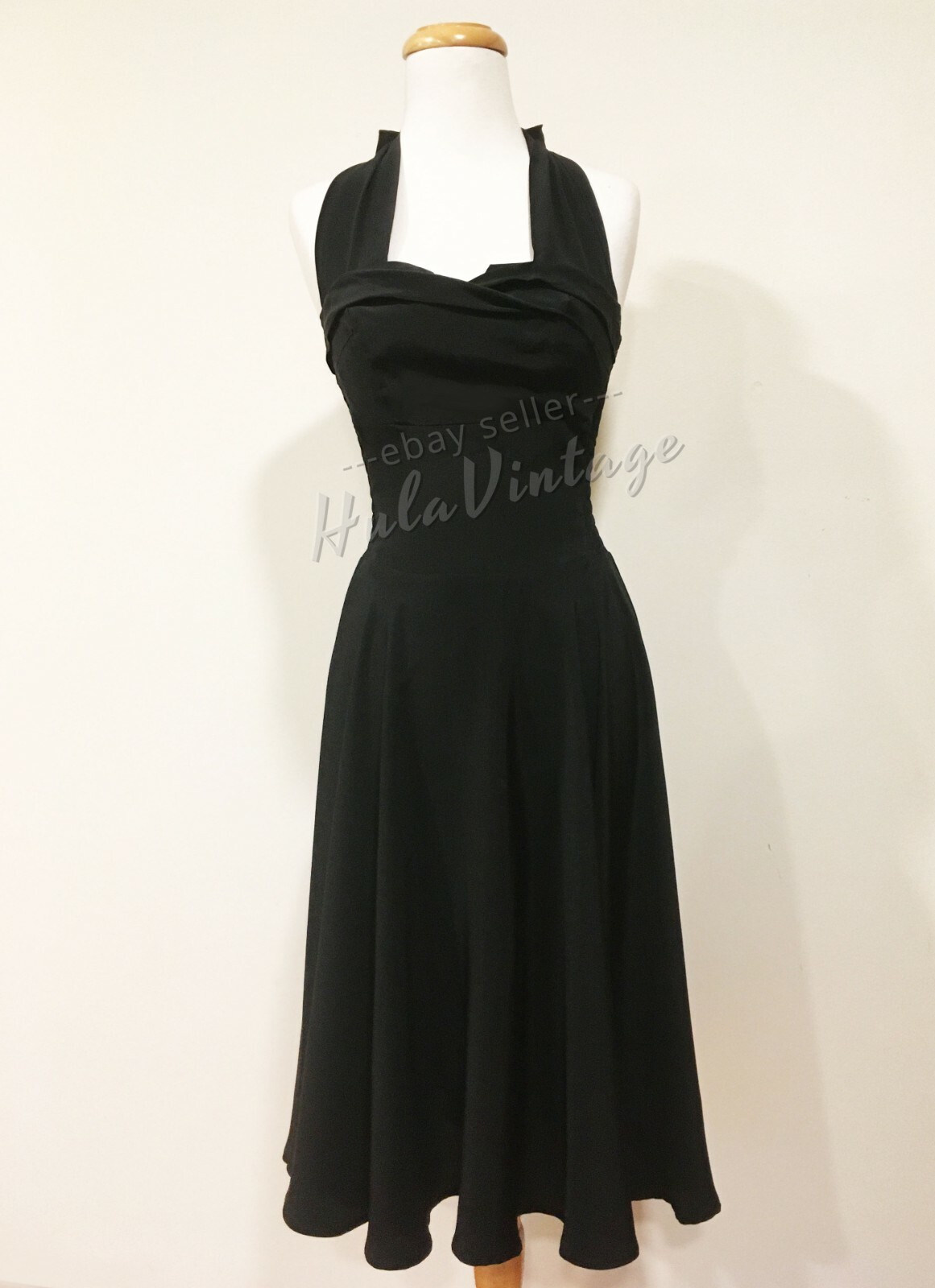 TRASHY DIVA TRIXIE DRESS black silk halter LBD cocktail vintage retro ...