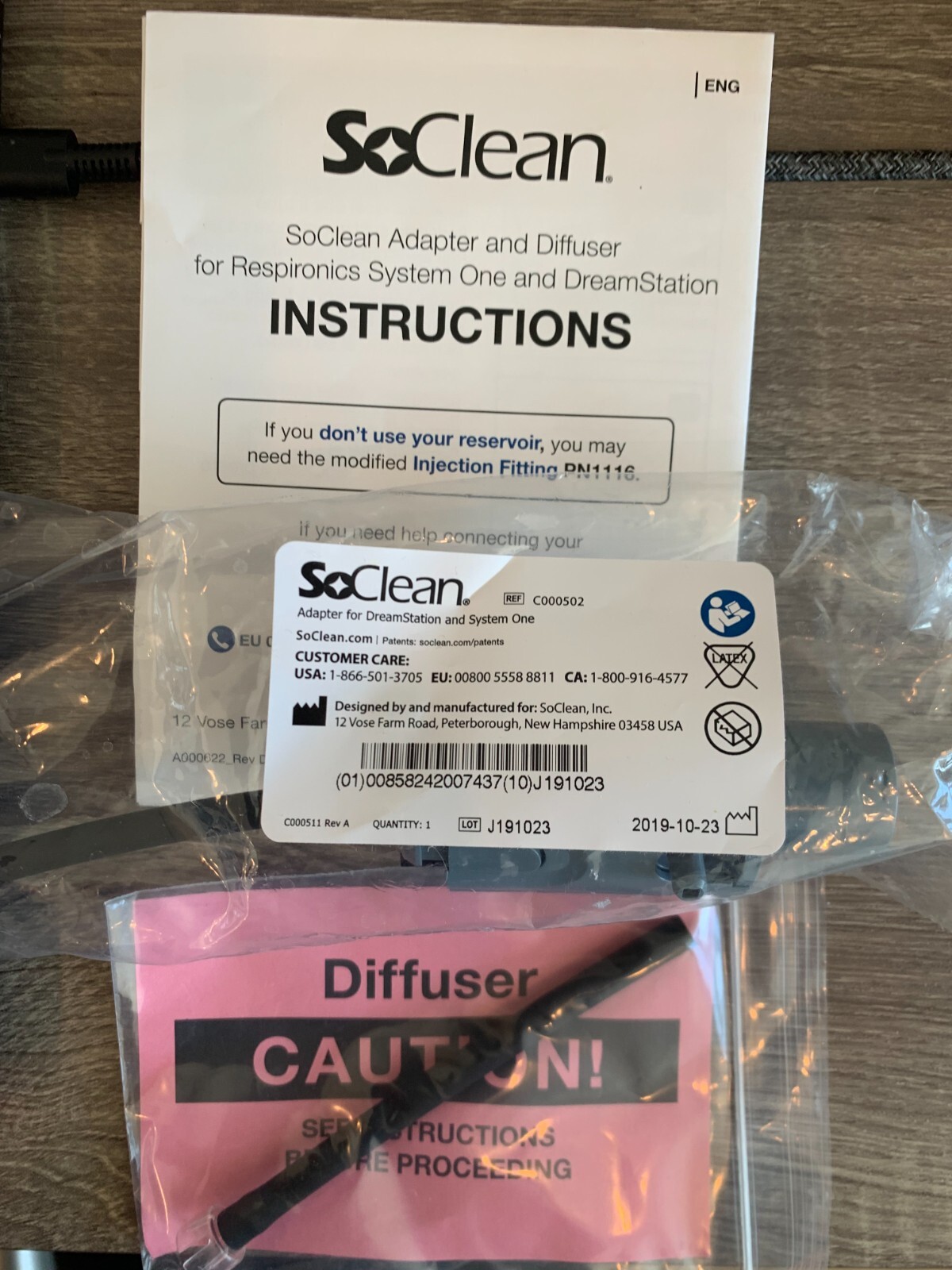 New SoClean Respironics Adapter & Diffuser Respironics system one ...