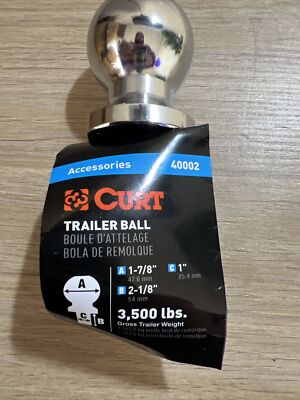 CURT 1-7/8" TRAILER BALL (1" X 2-1/8" SHANK, 3,500 LBS., CHROME) #40002 ...